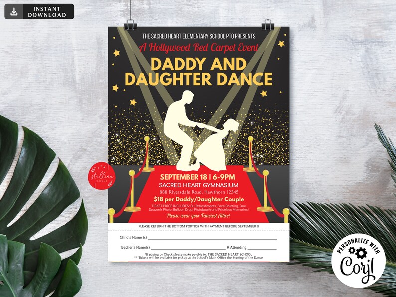 Daddy Daughter Dance Set School Dance Flyer Invitation - Etsy