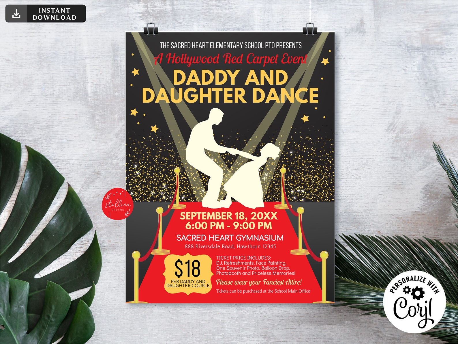Daddy Daughter Dance Set School Dance Flyer Invitation - Etsy
