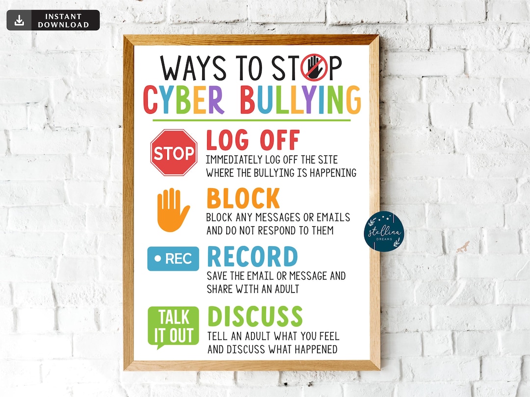 Anti Cyber-bullying PRINTABLE Poster Computer Lab School Sign Classroom ...