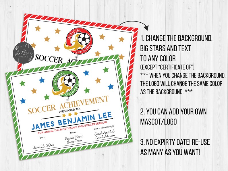 EDITABLE Soccer Award Certificates Team Soccer Awards Soccer - Etsy
