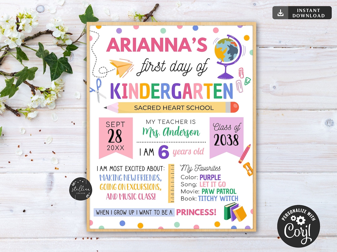 EDITABLE First Day of School Sign, Back to School Sign Personalized ...