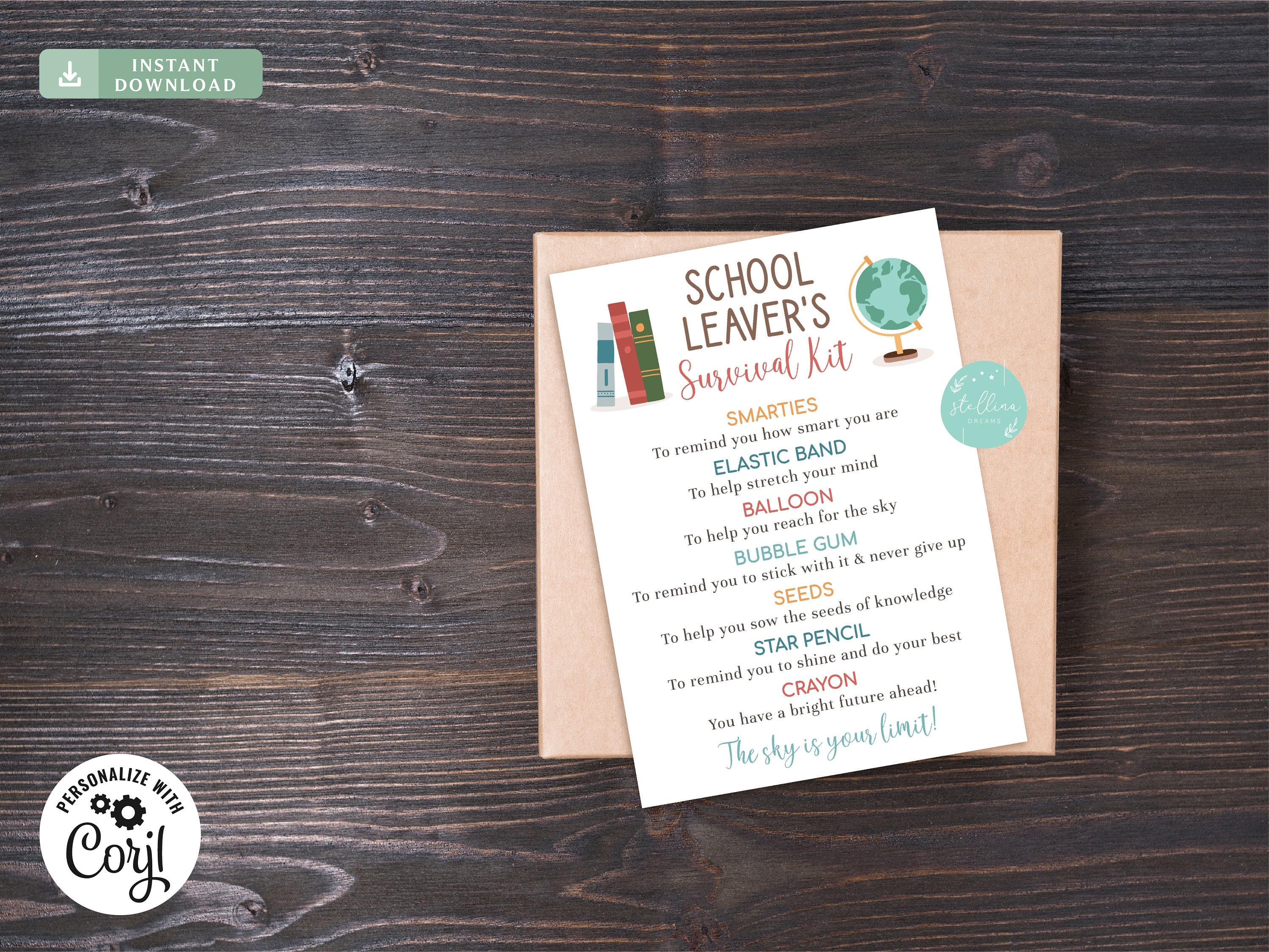 EDITABLE School Leaver's Survival Kit Card Fun Novelty | Etsy