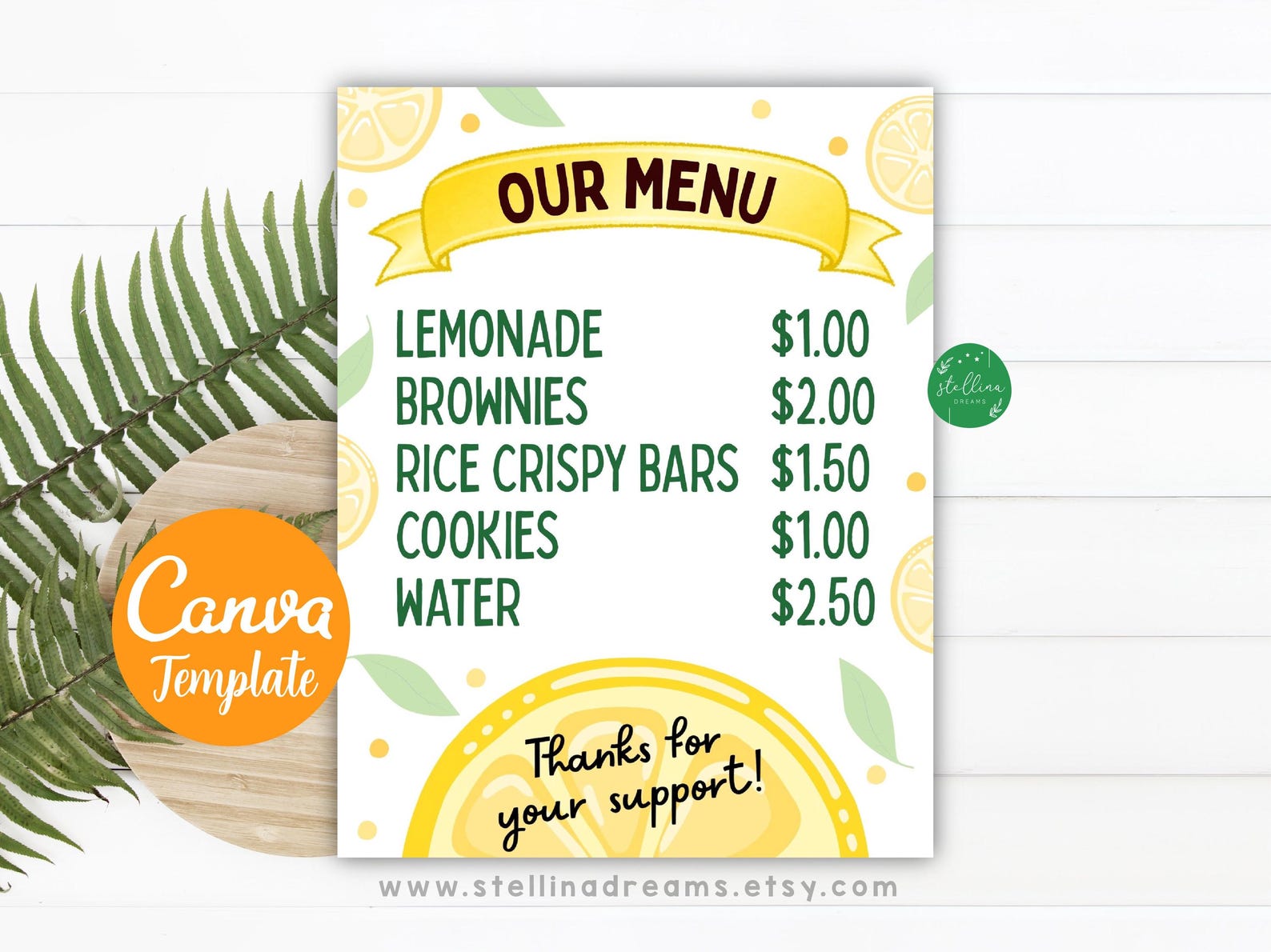 Editable Lemonade Stand Menu: Kids Pricing Sign, Summer CANVA Template ...