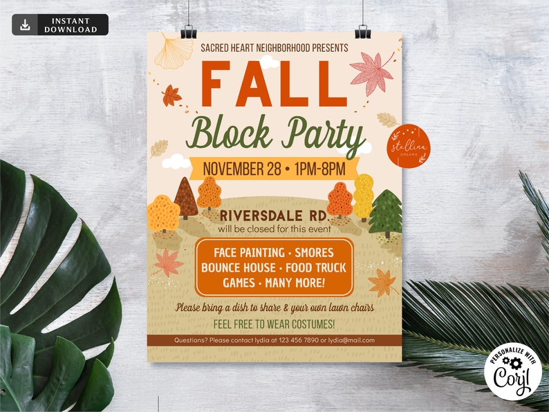 EDITABLE Fall Block Party Festival Harvest Invite Flyer - Etsy