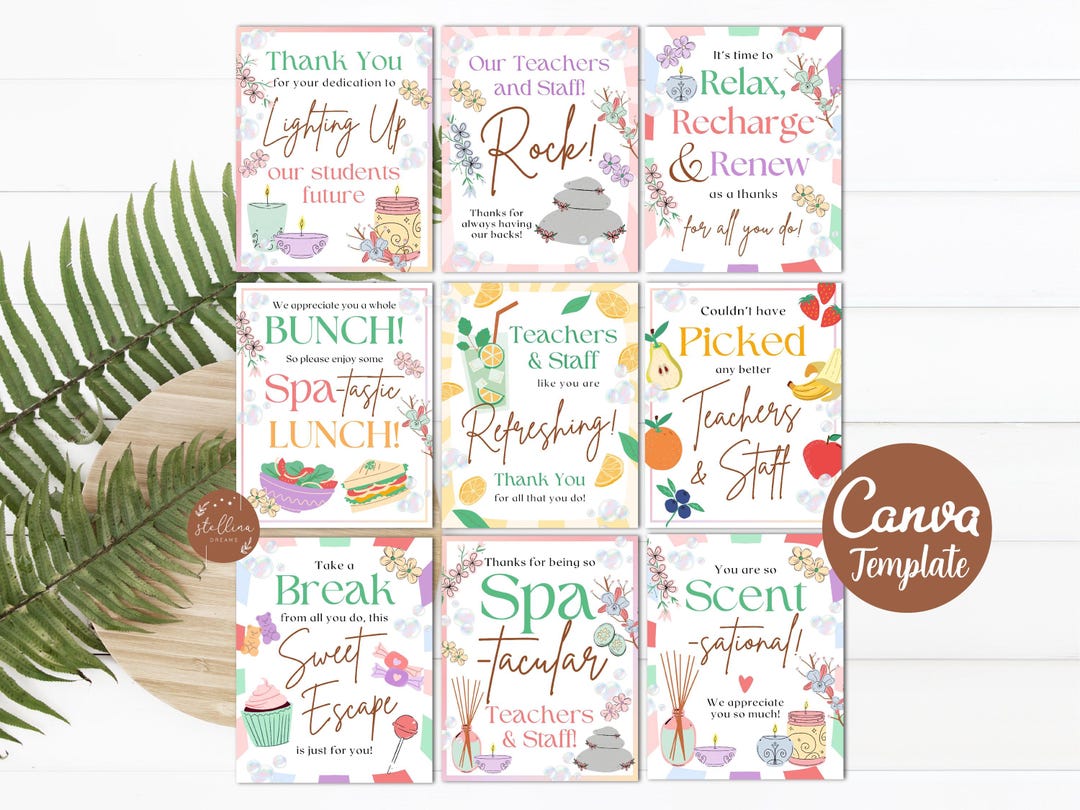 BUNDLE Spa Teacher Appreciation Week Posters: Calm Zen Theme (CANVA ...