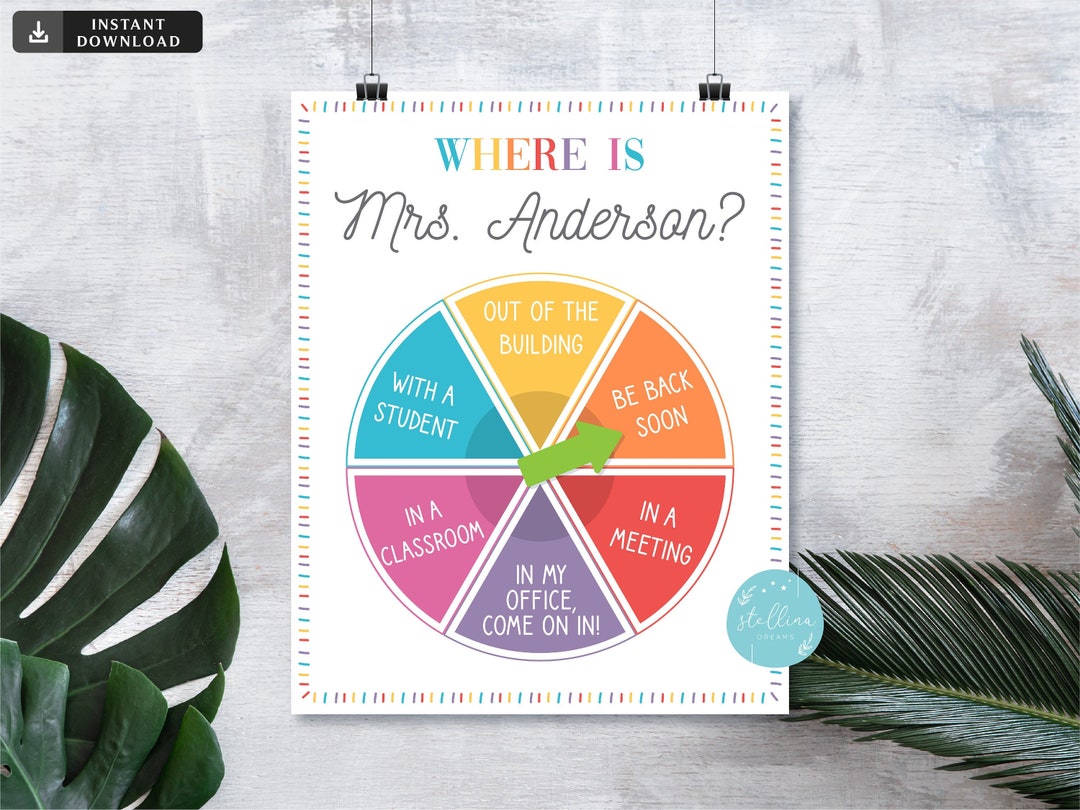 Editable Where's the Teacher Sign, Classroom Door Sign, Custom Teacher ...