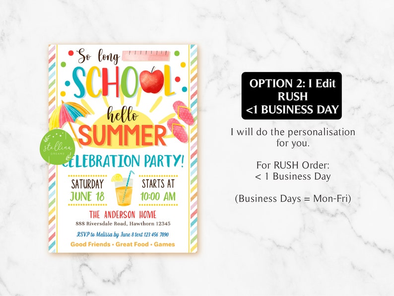 EDITABLE End of School Party Invitation Goodbye School Hello - Etsy