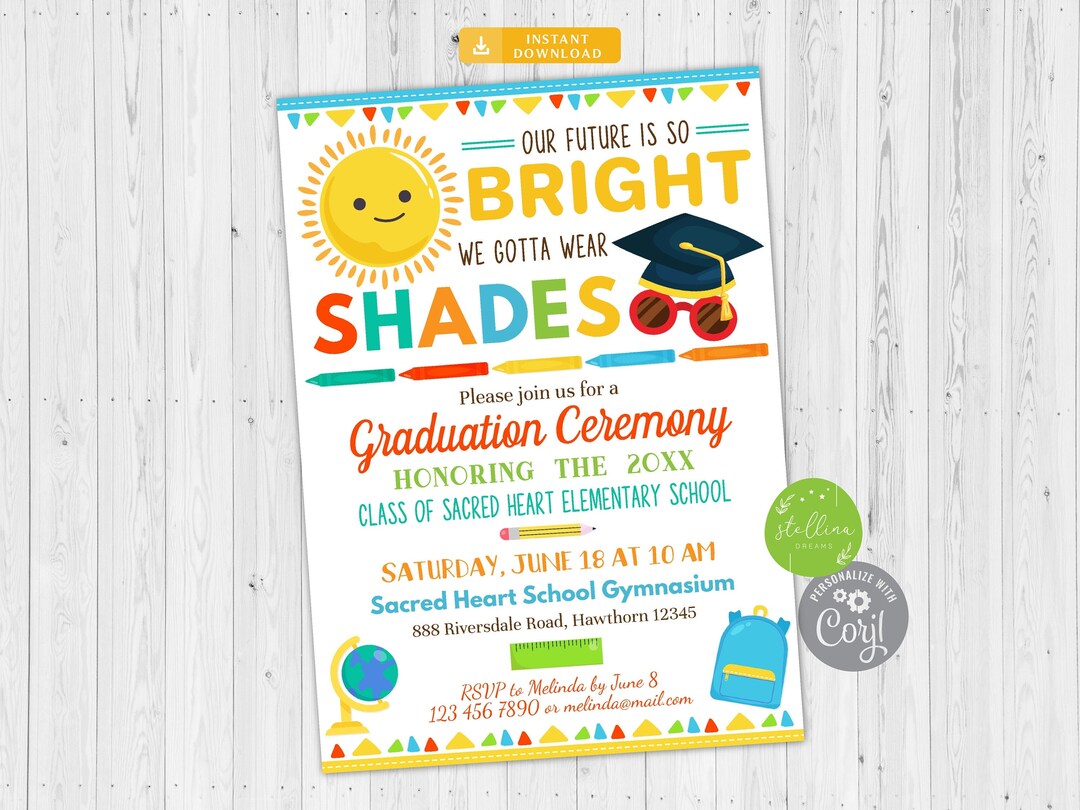 Preschool Pre K Graduation Ceremony Invite, Kindergarten Graduation ...
