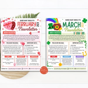 Editable Yearly Pto Pta Newsletter Template Set, Classroom Printable ...