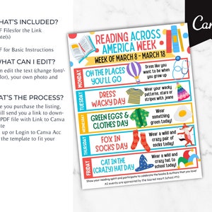 EDITABLE School Spirit Week Itinerary Schedule, Reading Across America ...