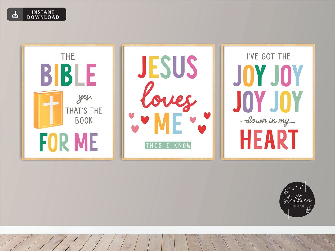 Sunday School Religion Posters, Children's Bible Songs Art, Scripture ...