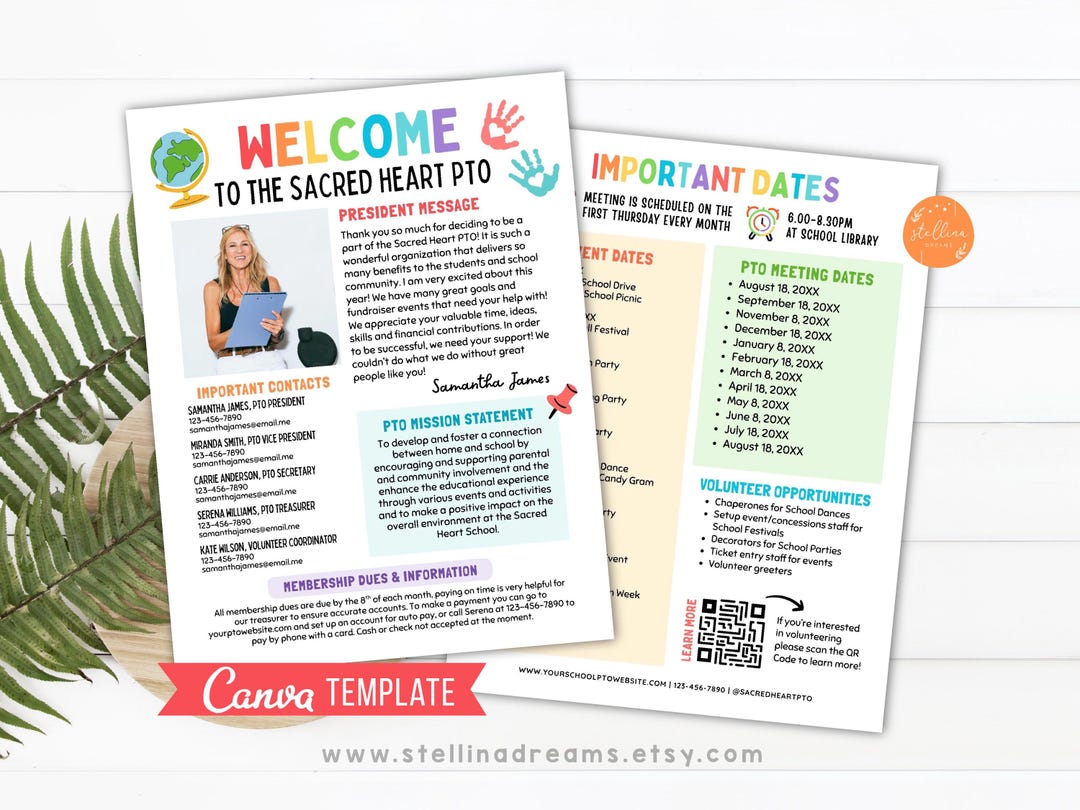 Editable School PTO PTA Welcome Letter Template: Canva Flyer (digital ...