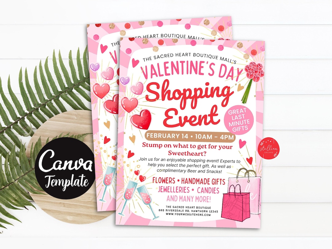 Editable Valentine's Day Shopping Flyer Boutique Show Invitation Men's ...