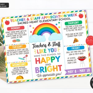 EDITABLE Teacher Appreciation Week Itinerary, Make This School so ...
