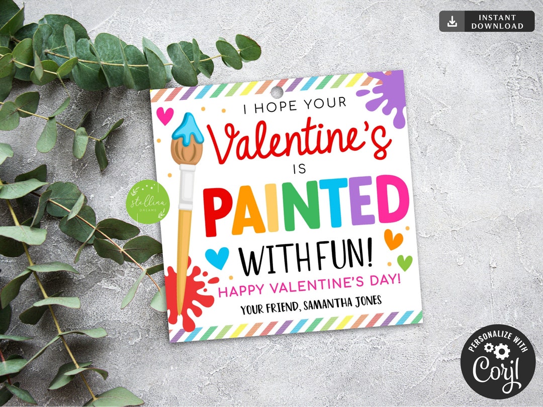 EDITABLE Valentine's Day Gift Tag, Valentine Painted With Fun Gift Tags ...
