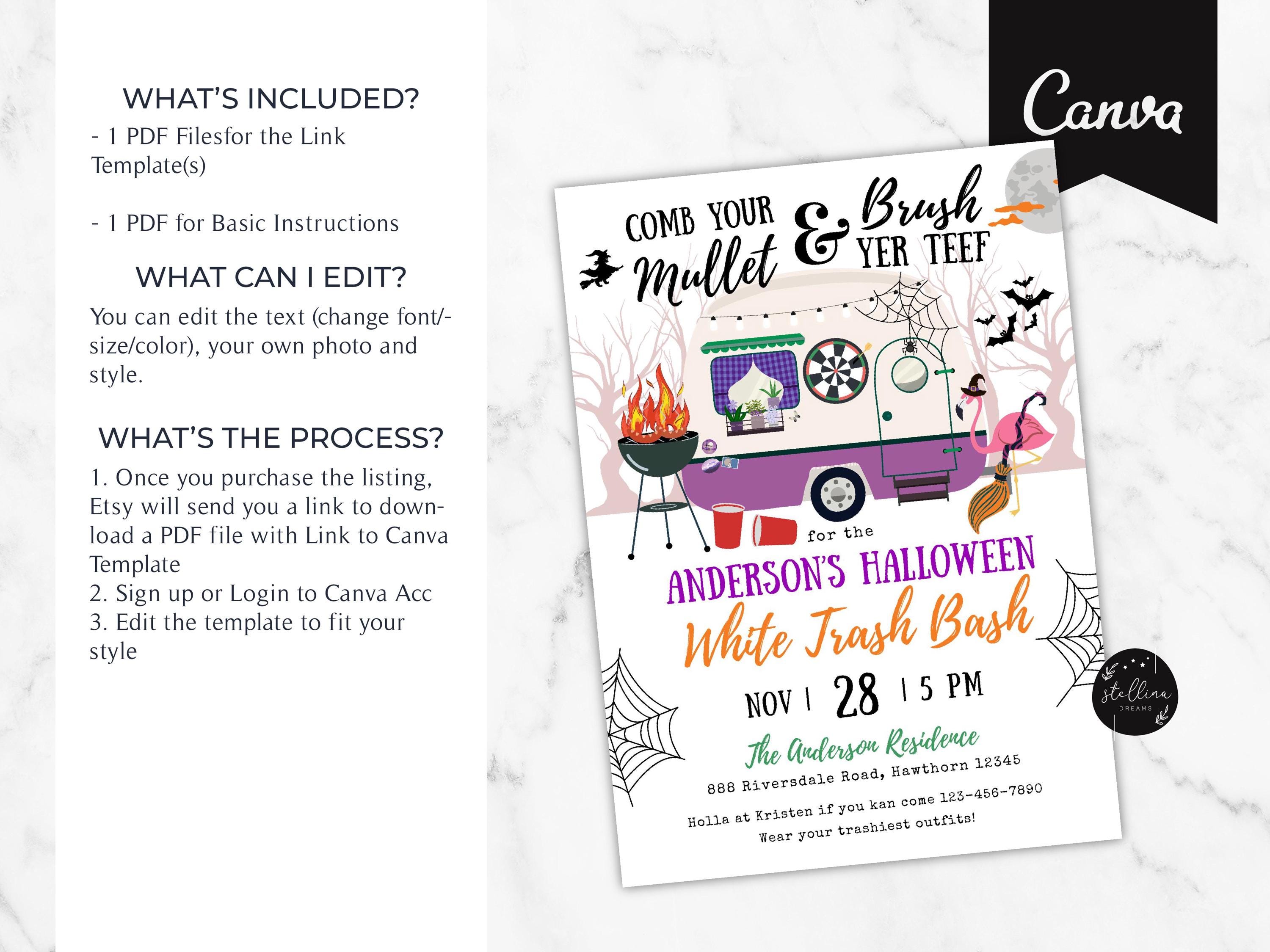 Editable Halloween White Trash Bash Invitation: Redneck Hootenanny ...