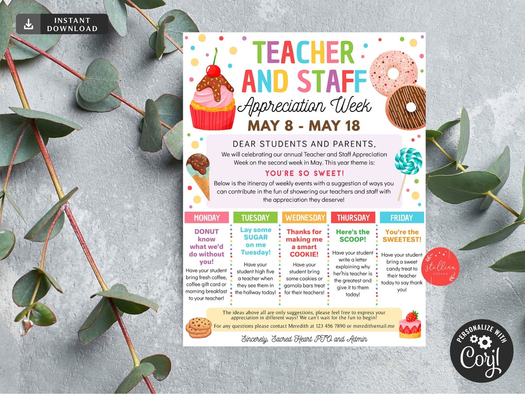Sweet Candy Theme Teacher Appreciation Invitation Newsletter, Printable ...