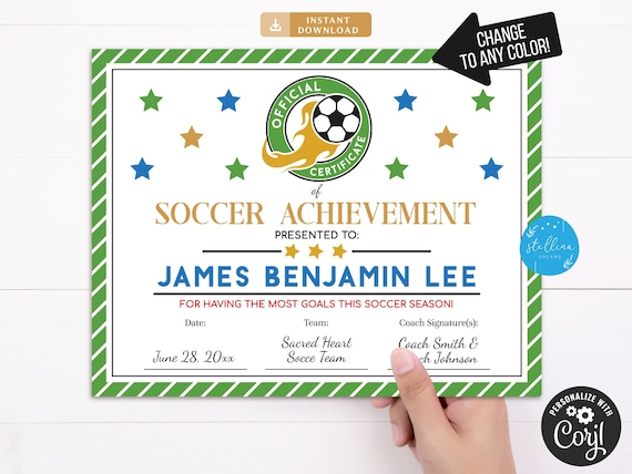 EDITABLE Soccer Award Certificates Team Soccer Awards Soccer - Etsy