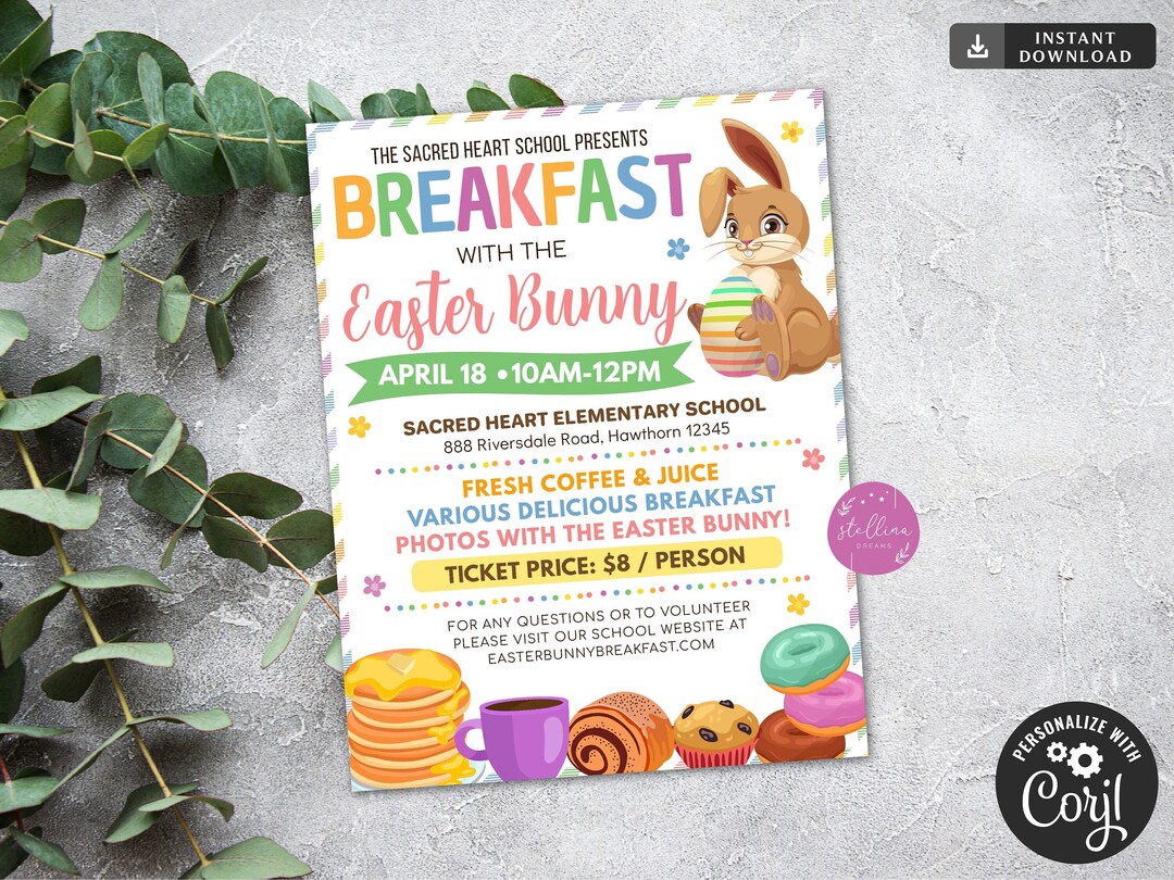 Breakfast With the Easter Bunny, Easter Breakfast Invitation Kids ...