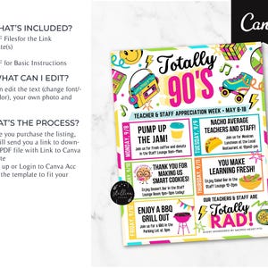 Editable BUNDLE 80s 90s Theme Teacher Appreciation Week Itinerary Retro ...