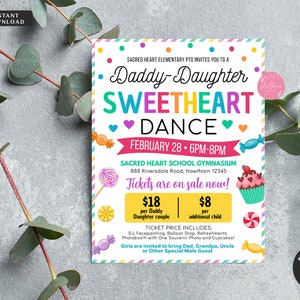 Daddy Daughter Candy Themed Sweetheart Dance, School Dance Flyer Party ...