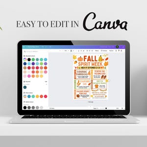 Editable Fall School Spirit Week Itinerary Schedule, Daily Weekly ...