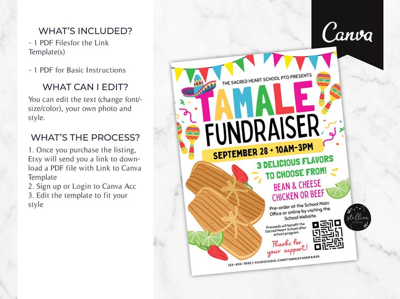 Editable Tamale Fundraiser Flyer: Mexican Food Charity Event (CANVA ...