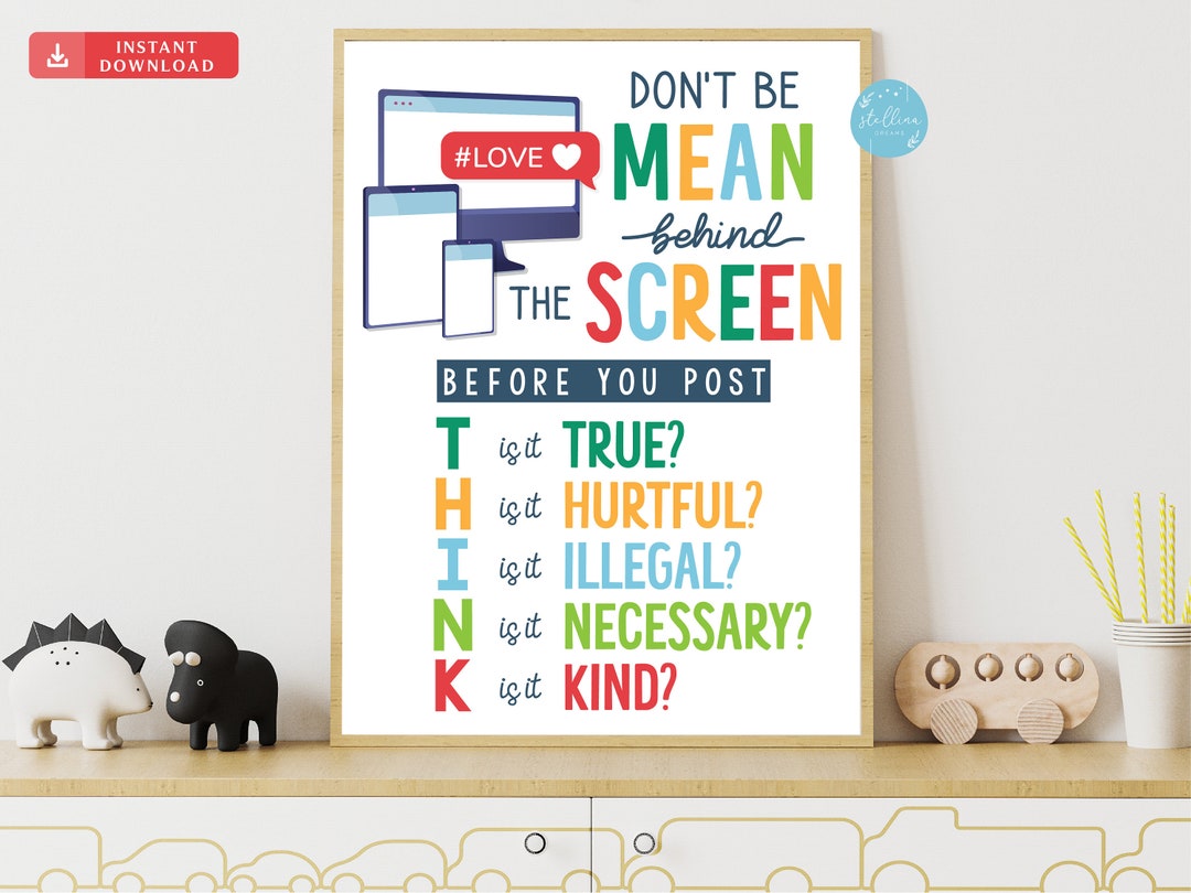 Anti Cyber Bully Poster Classroom Decor Counselor Office Poster ...