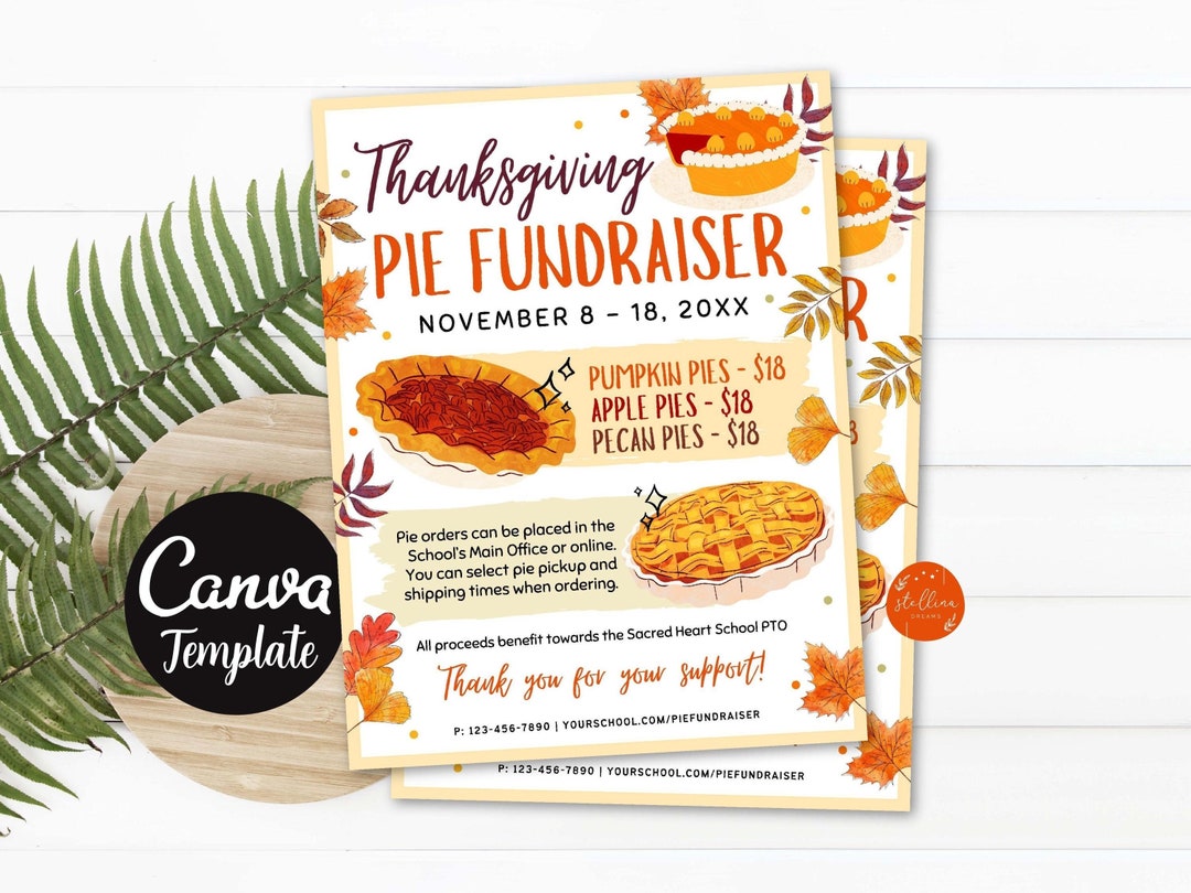 Editable CANVA Template Thanksgiving Pie Fundraiser Flyer, Fall ...