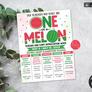 Teacher Appreciation Week Itinerary Poster, Summer Themed One in a ...