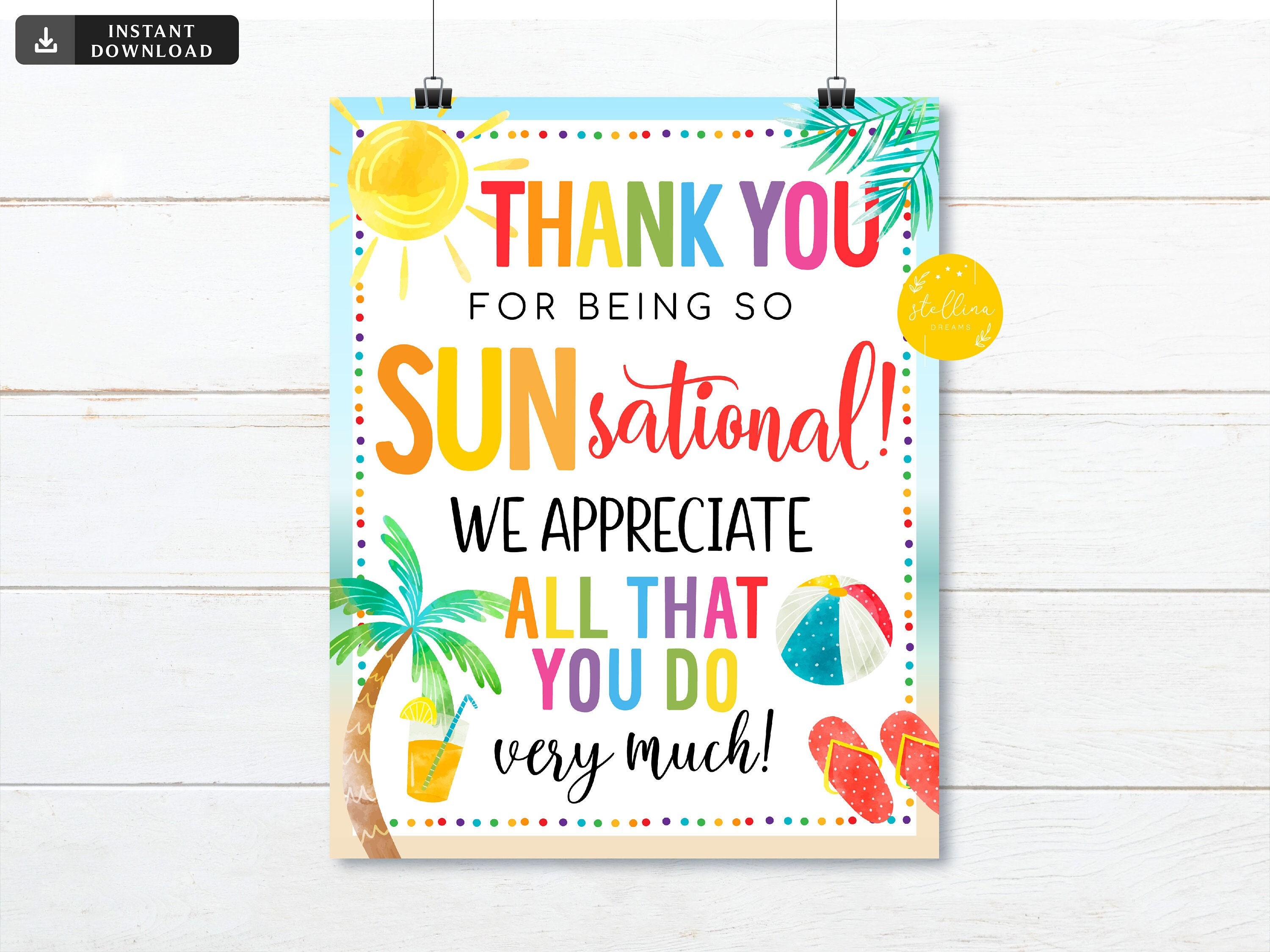 Thanks for Being Sun-sational Appreciation Sign Tropical - Etsy