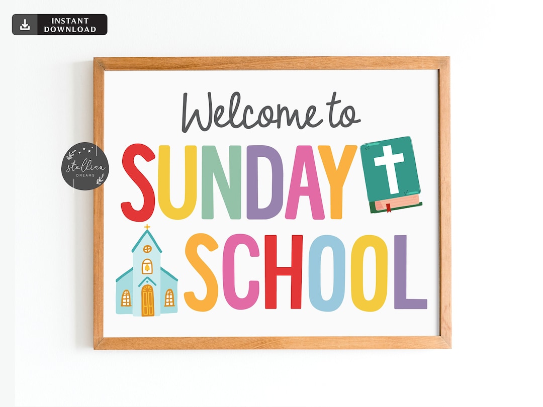 Sunday School Religion Posters, INSTANT DOWNLOAD Welcome to Sunday ...
