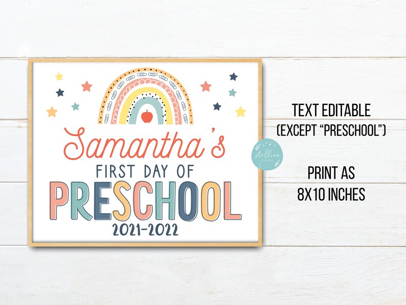 Rainbow Boho First Day of Preschool Sign First Day of School | Etsy
