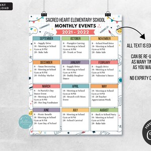 EDITABLE Monthly PTO PTA Flyer Printable Handout, School Year ...