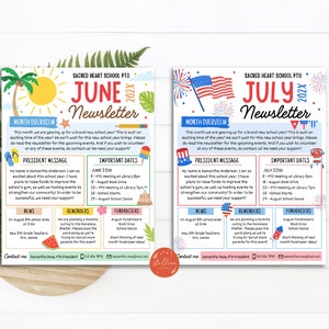 Editable Yearly Pto Pta Newsletter Template Set, Classroom Printable ...