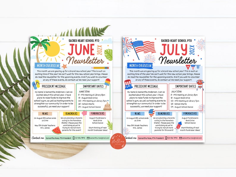 Editable Yearly Pto Pta Newsletter Template Set, Classroom Printable ...