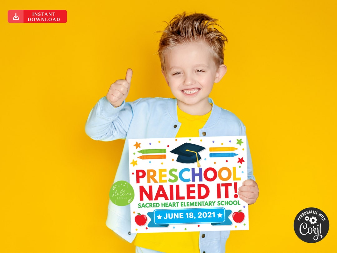 EDITABLE DATE Preschool Graduation Photo Prop, Last Day End of School ...