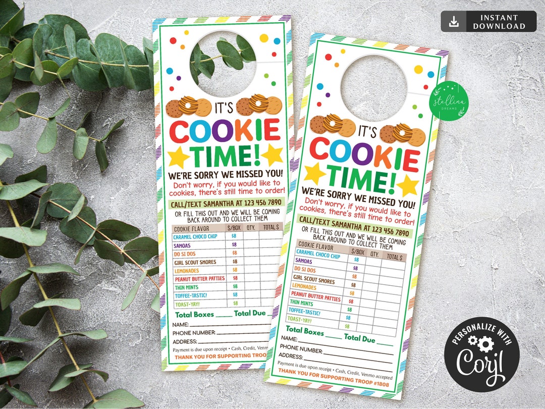 EDITABLE Cookie Door Hangers, Scout Troop Leader Forms, Printable ...