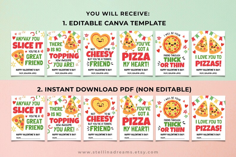 Pizza Valentine Cards for Kids | Classroom Valentine Exchange Bundle ...