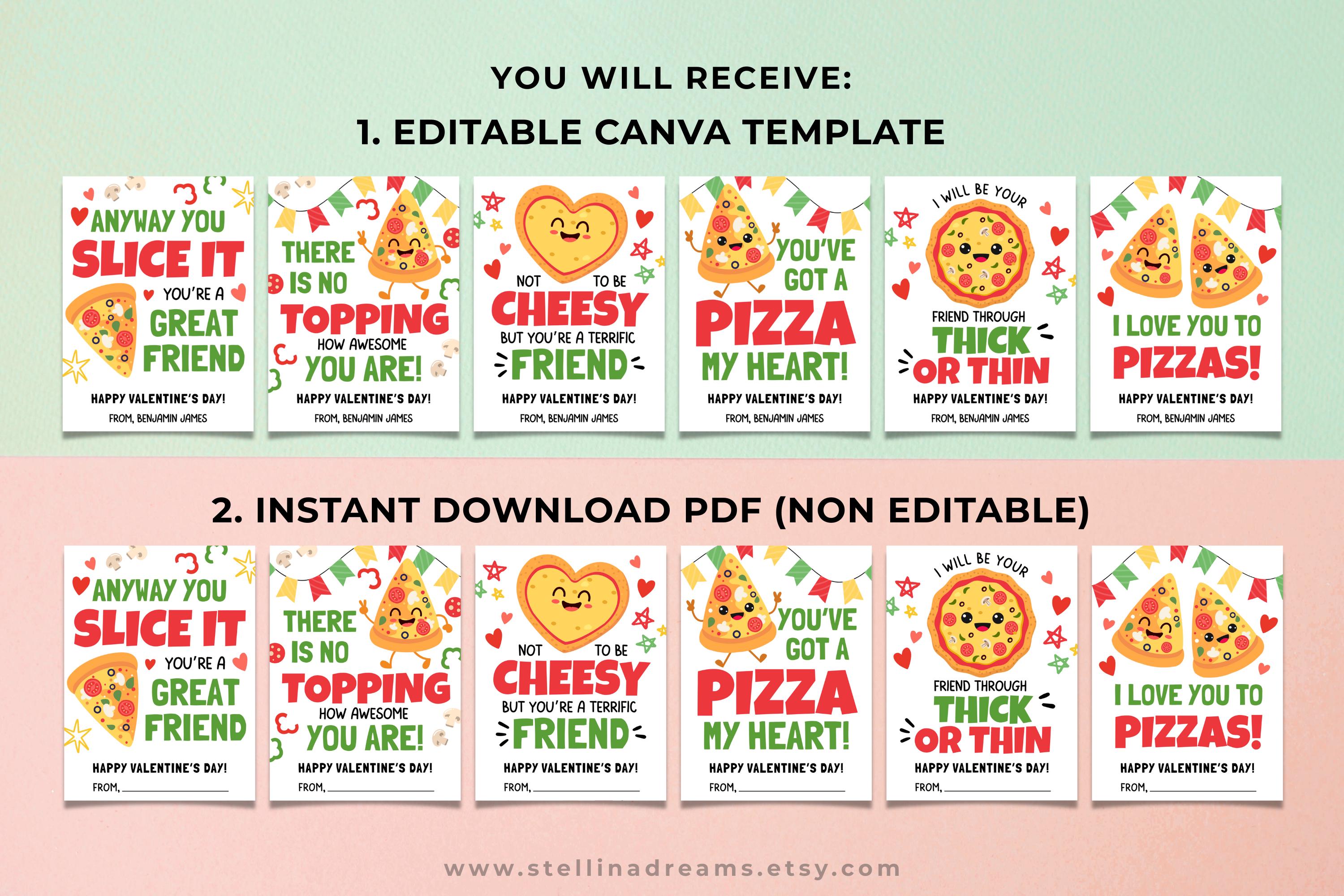 Pizza Valentine Cards for Kids | Classroom Valentine Exchange Bundle ...