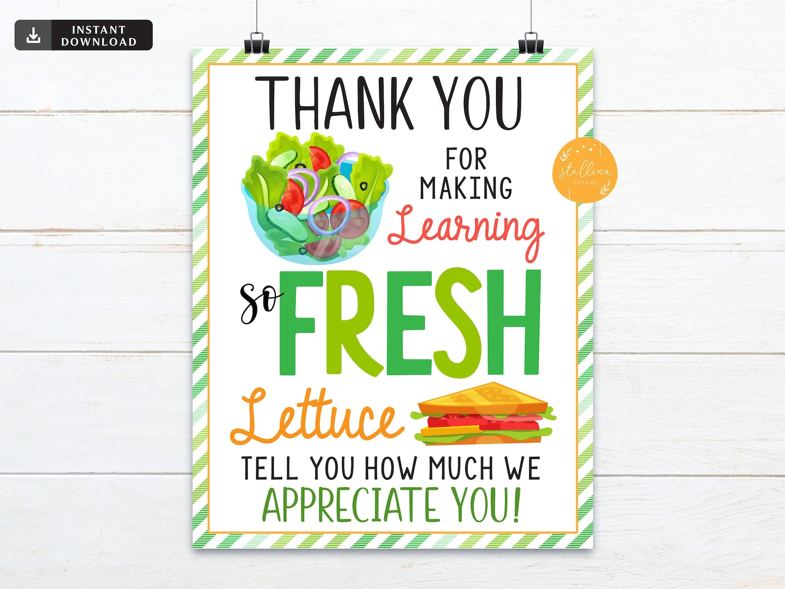 Salad Appreciation Sign, Staff Teacher Appreciation Week Lunch Decor ...
