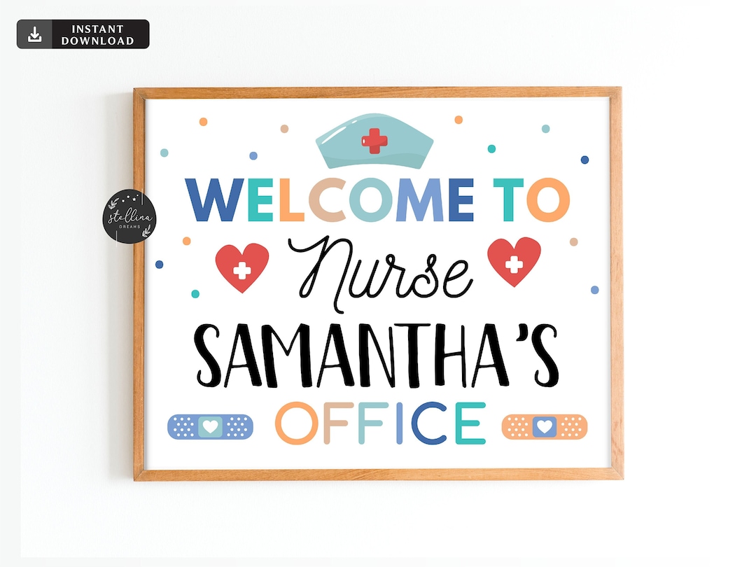 EDITABLE School Nurse Door Sign, Pediatric Nurse Door Sign, Nurse Door ...