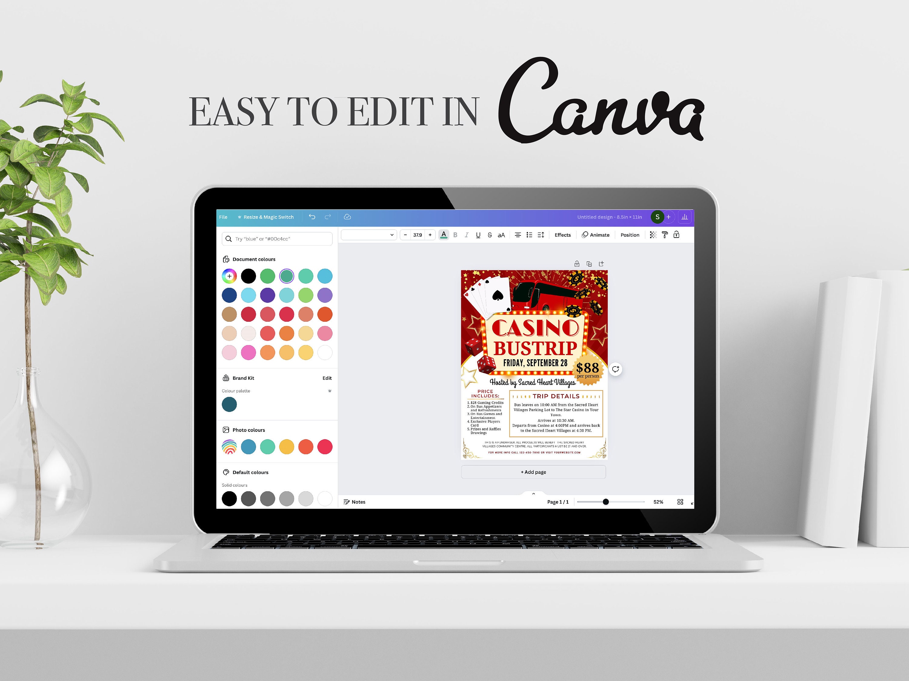 Editable Casino Bus Trip Flyer, Church Fundraiser Event, Nursing Home ...