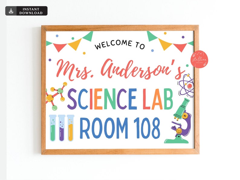 Editable Science Lab Door Sign: Teacher Classroom Decor (CANVA Template ...