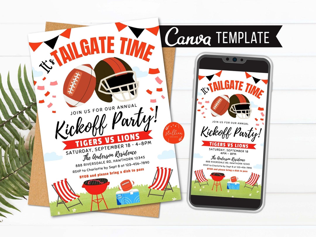 Football Kickoff Party Invitation: Tailgate Canva Template (digital) - Etsy