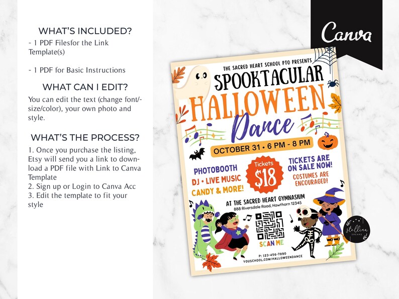 Editable Halloween Dance Flyer: School, Church, Community Event (CANVA ...