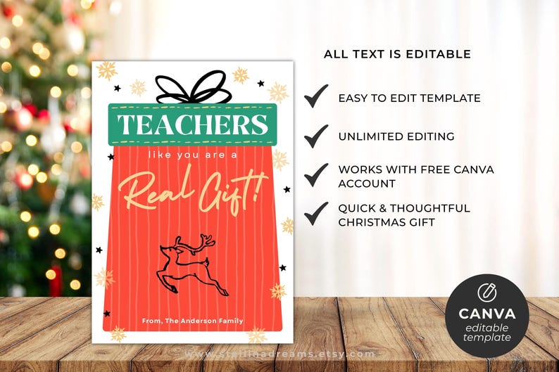 Christmas Teacher Gift Card Holder Printable, Teachers Like You Are a ...