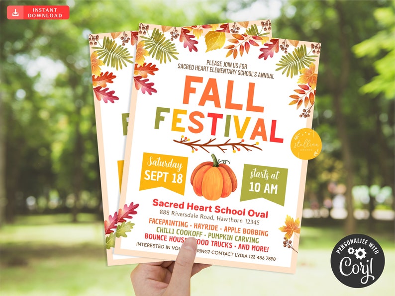 EDITABLE Fall Festival Fall Harvest Flyer Printable Halloween | Etsy