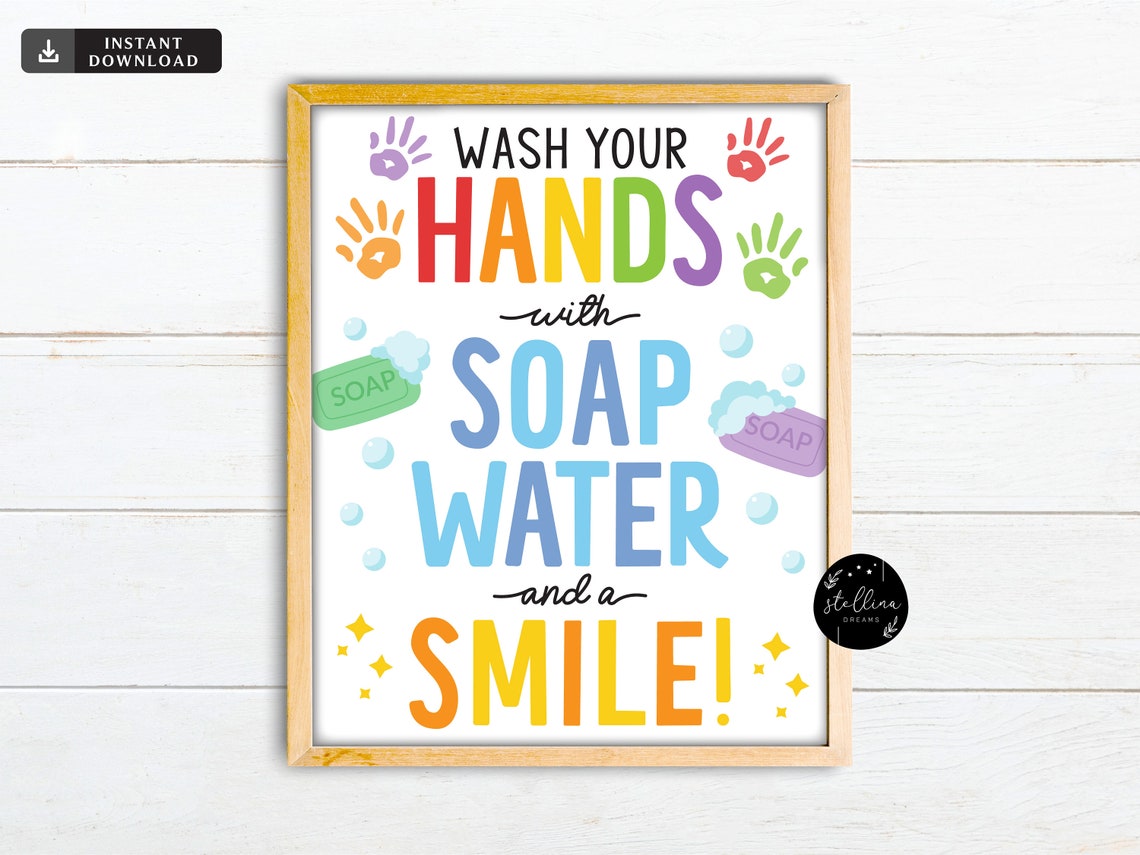 Wash Your Hands Sign Wash Your Hands With Soap Water and a - Etsy