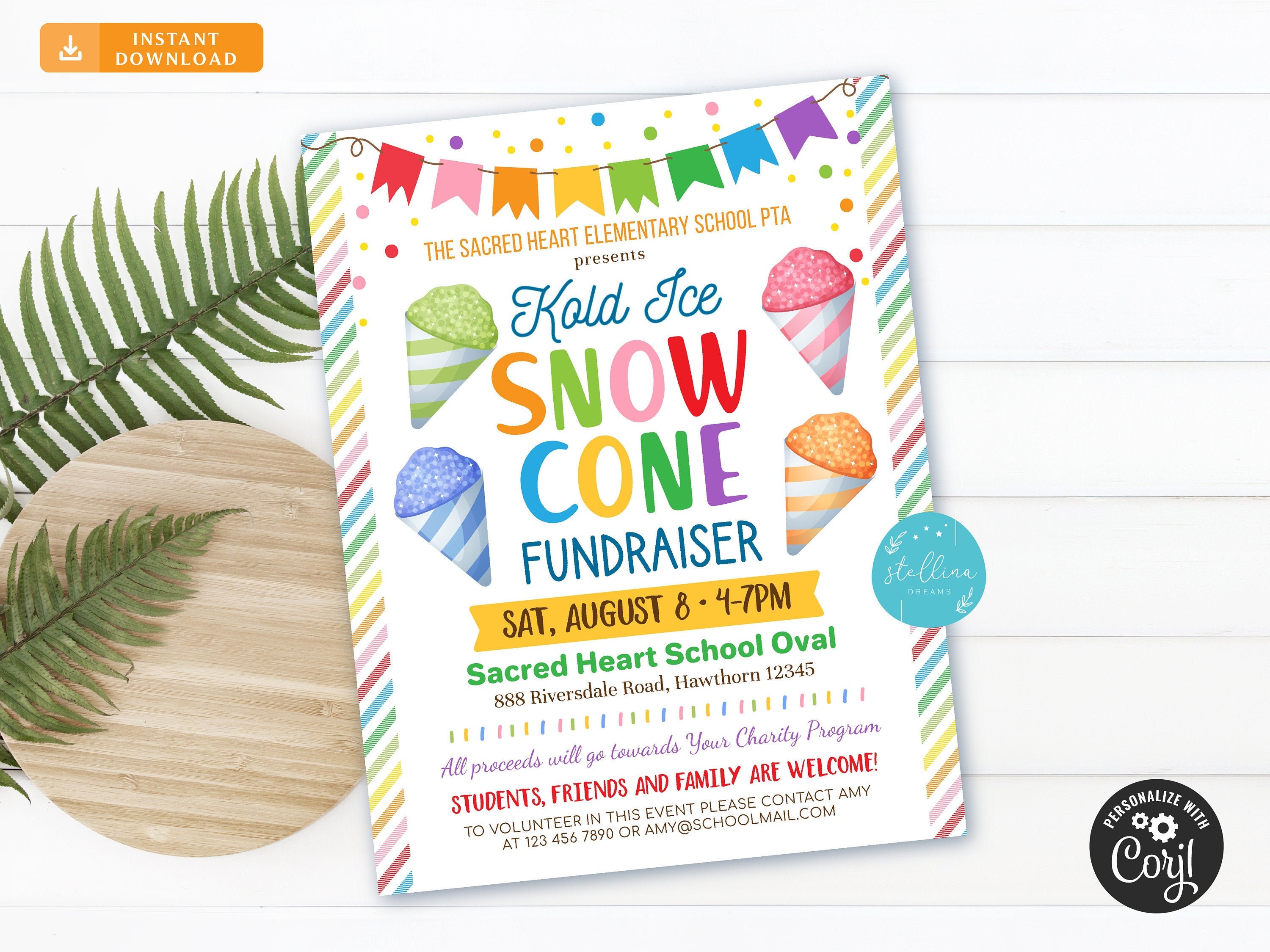 Snowcone Fundraiser Flyer Appreciation Week Ice Cream Party - Etsy